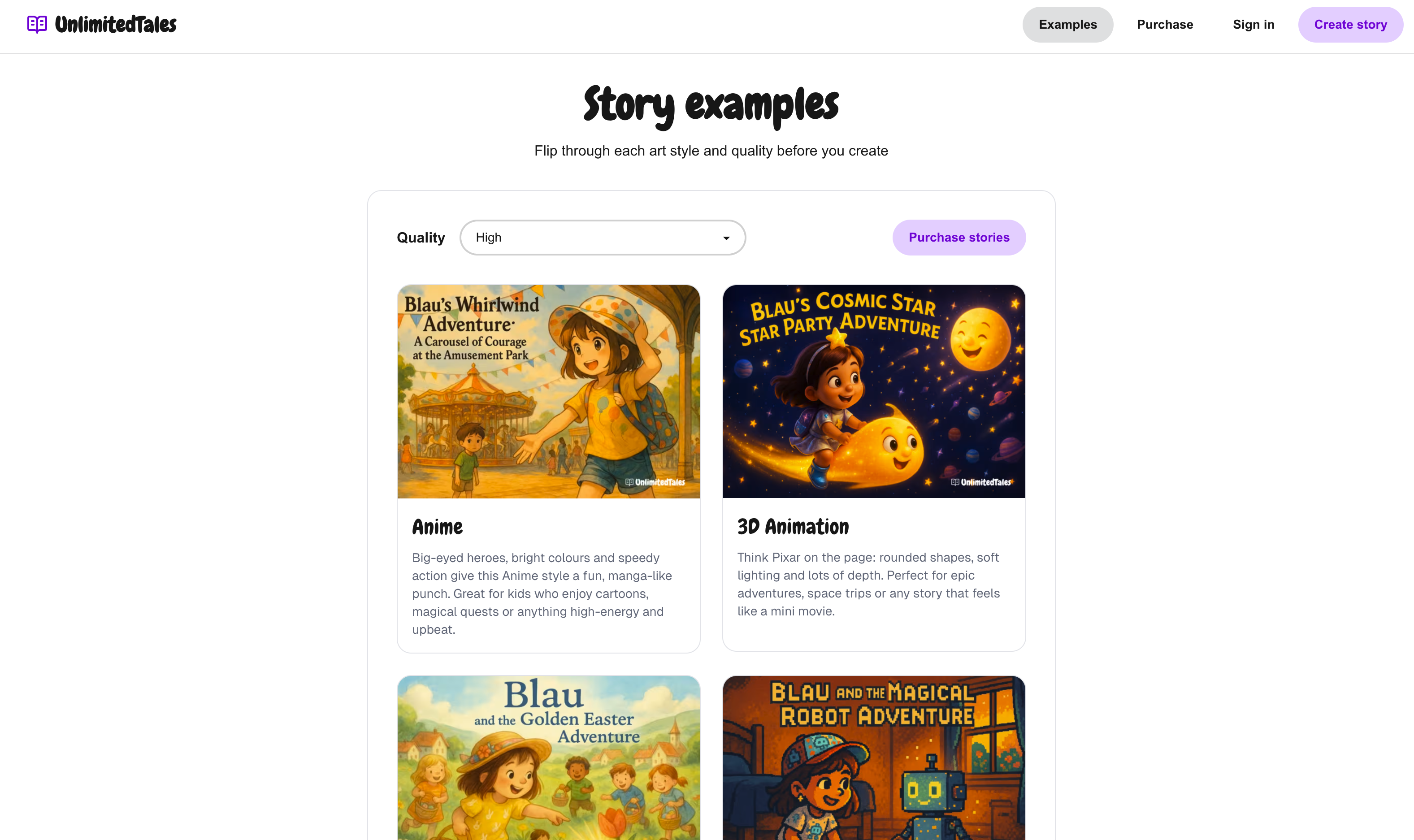 High Quality Story Examples | UnlimitedTales | UnlimitedTales